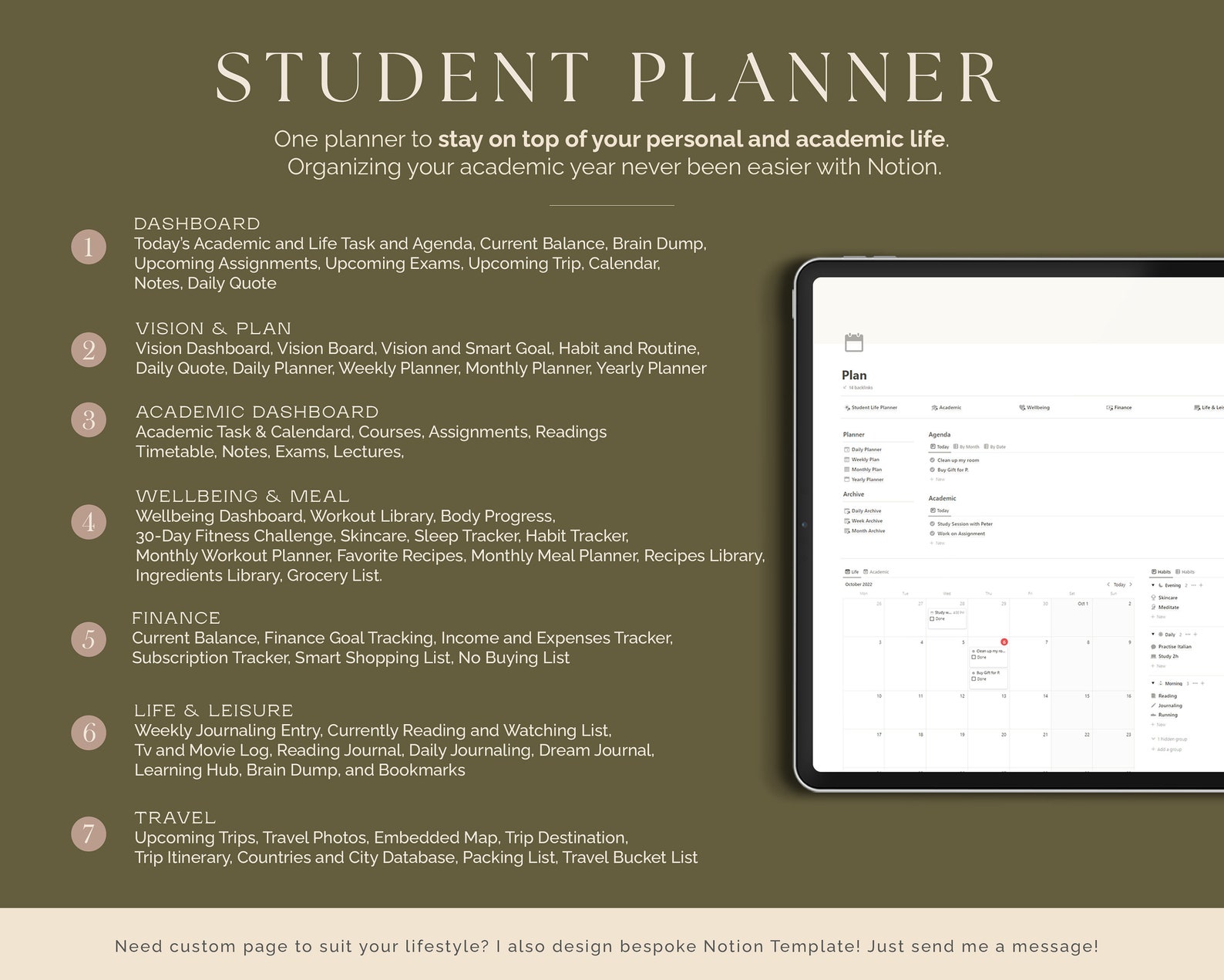 Notion Template Student Planner Study Planner College - Etsy