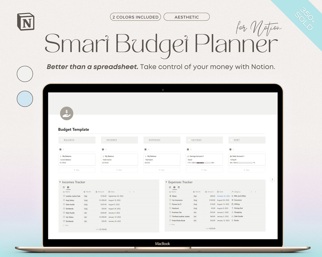 Notion Budget Template, Budget Spreadsheet, Notion Template Finance ...