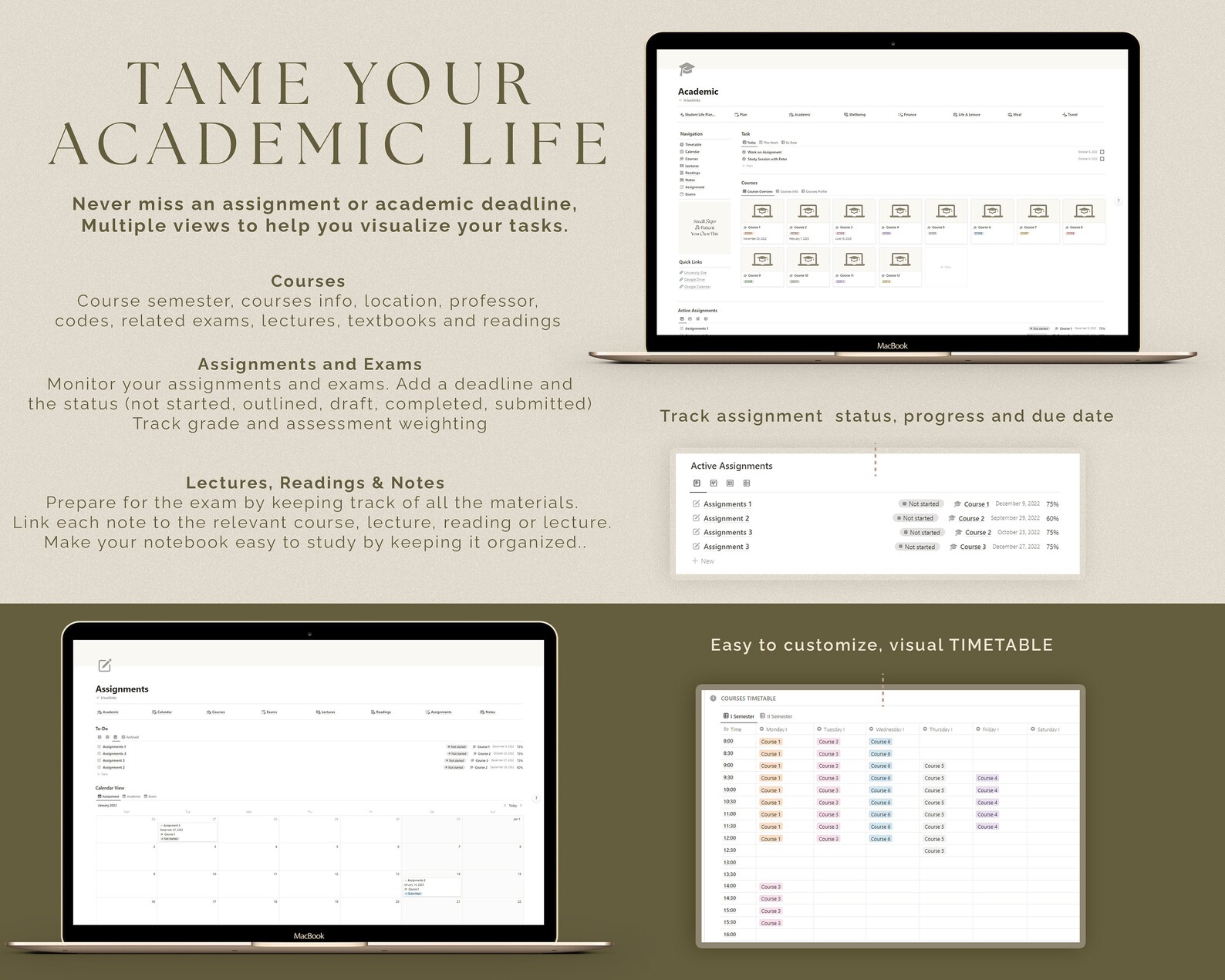 Notion Template Student Planner Study Planner College - Etsy