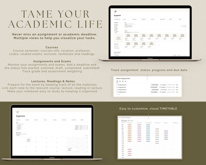 Notion Template Student Planner Study Planner College - Etsy