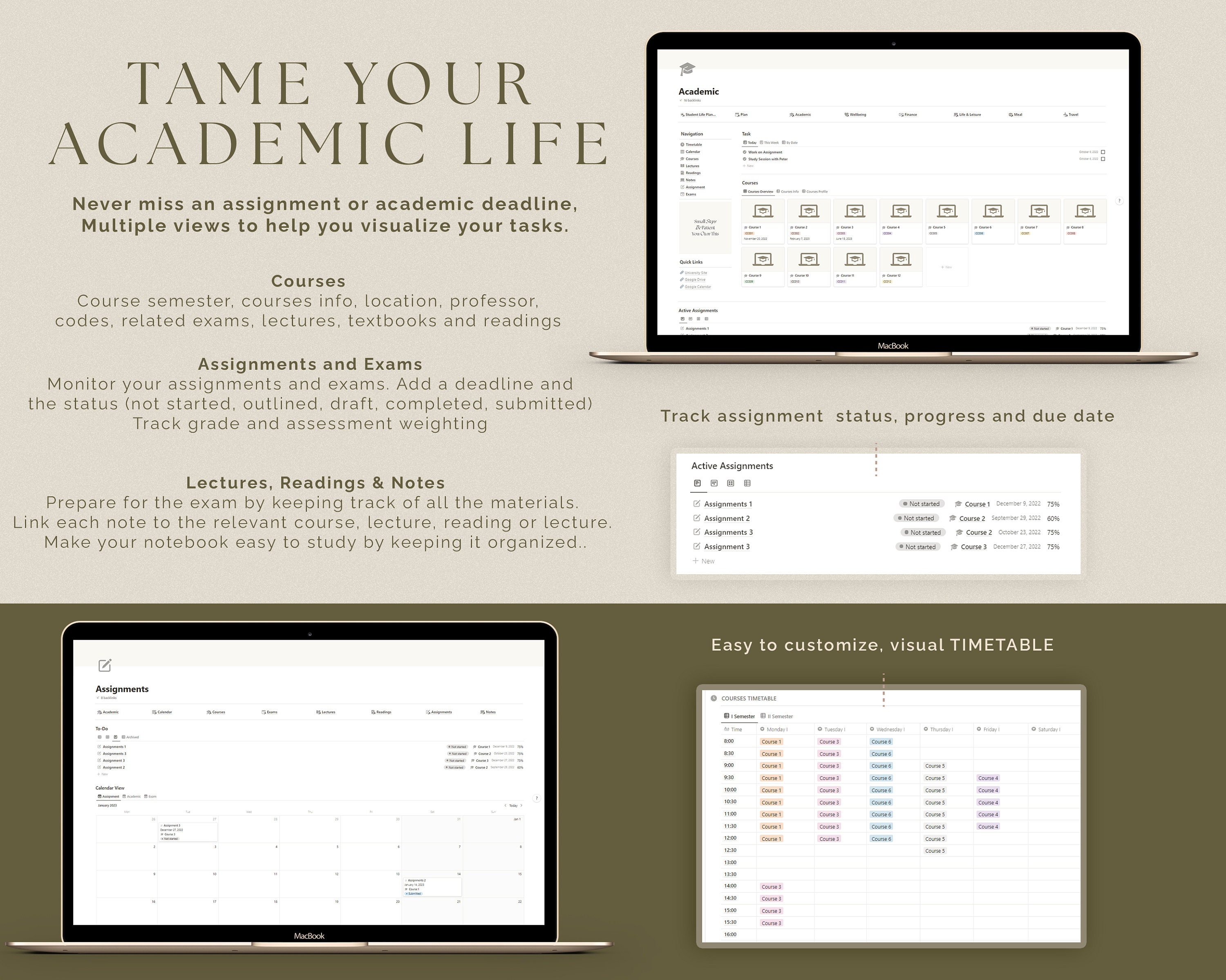 Notion Template Student Planner Study Planner College - Etsy