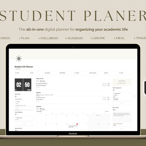 Notion Template Student Planner Study Planner College - Etsy