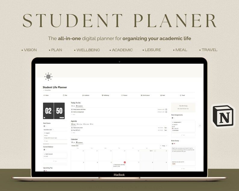 Notion Template Student Planner Study Planner College - Etsy