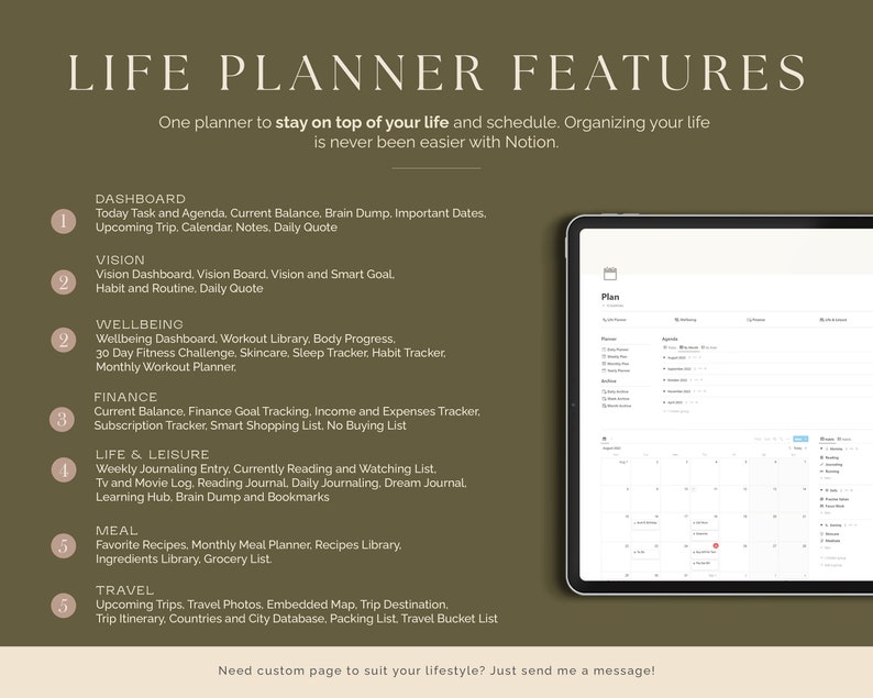 Notion Template Life Planner Notion Dashboard All in One - Etsy