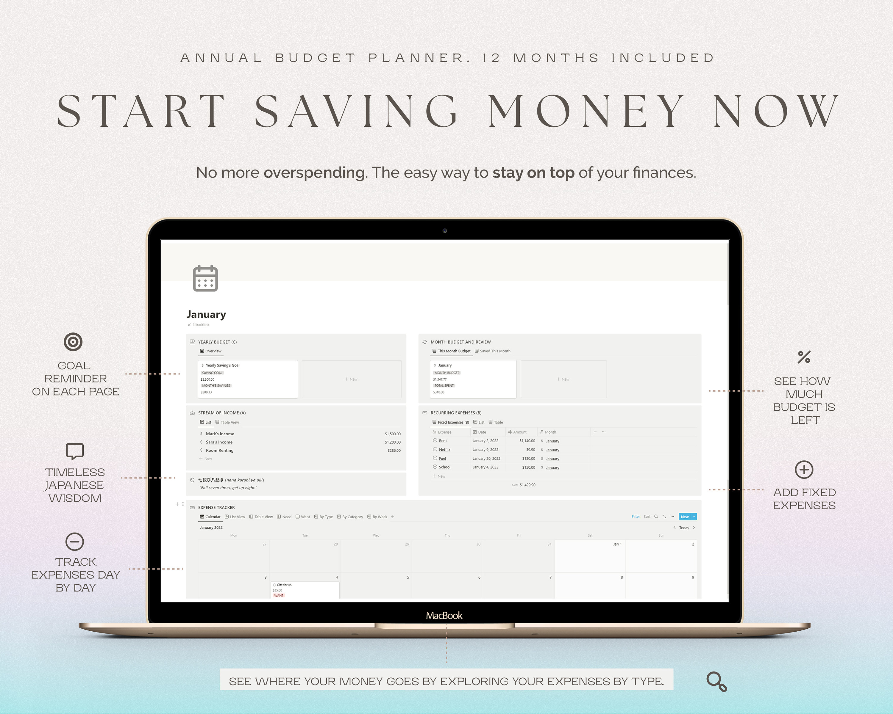 Kakeibo Notion Budget Template, Savings Tracker, Expense Tracker ...