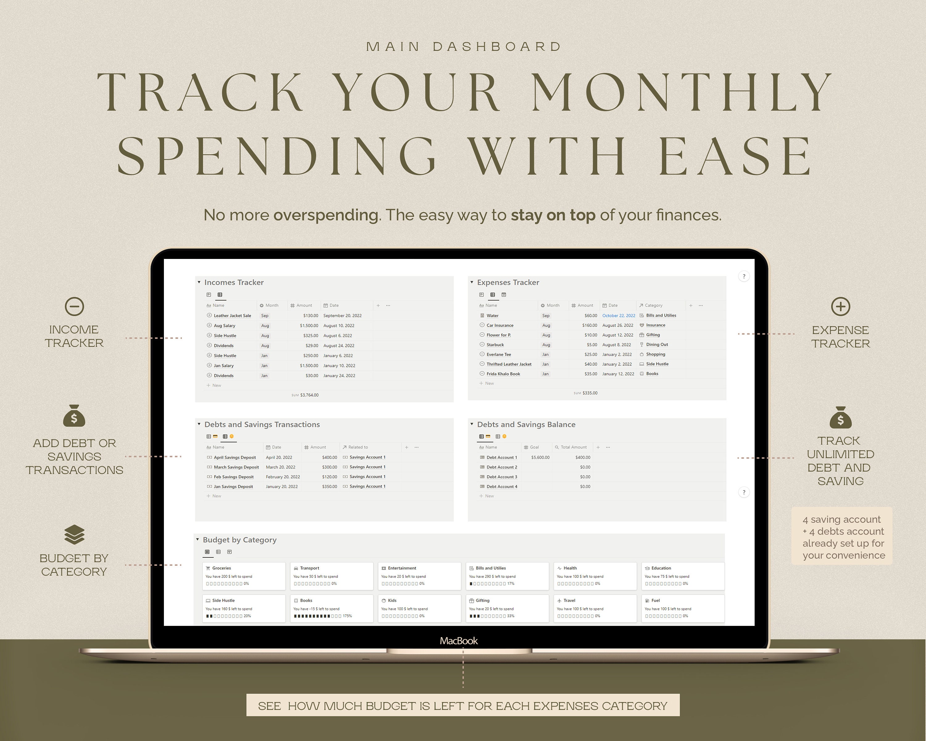 Notion Budget Template Budget Spreadsheet Notion Template - Etsy Australia