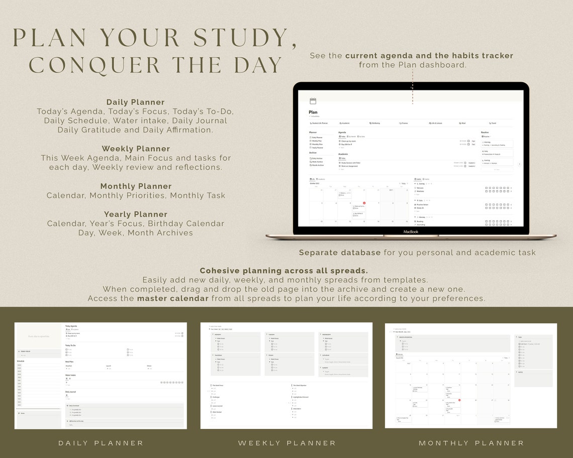 Notion Template Student Planner Study Planner College - Etsy