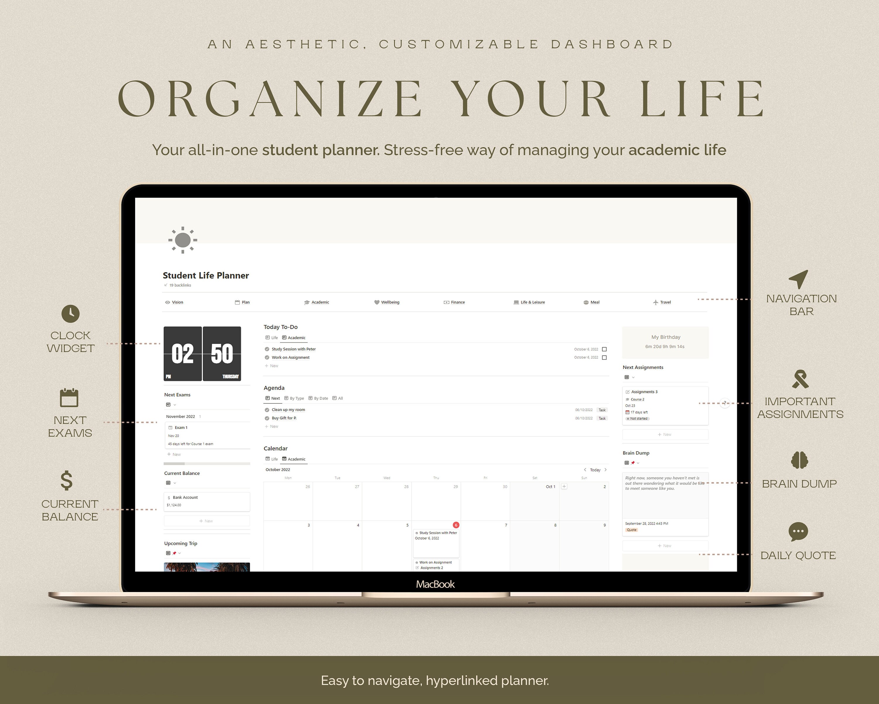 Notion Template Student Planner Study Planner College - Etsy
