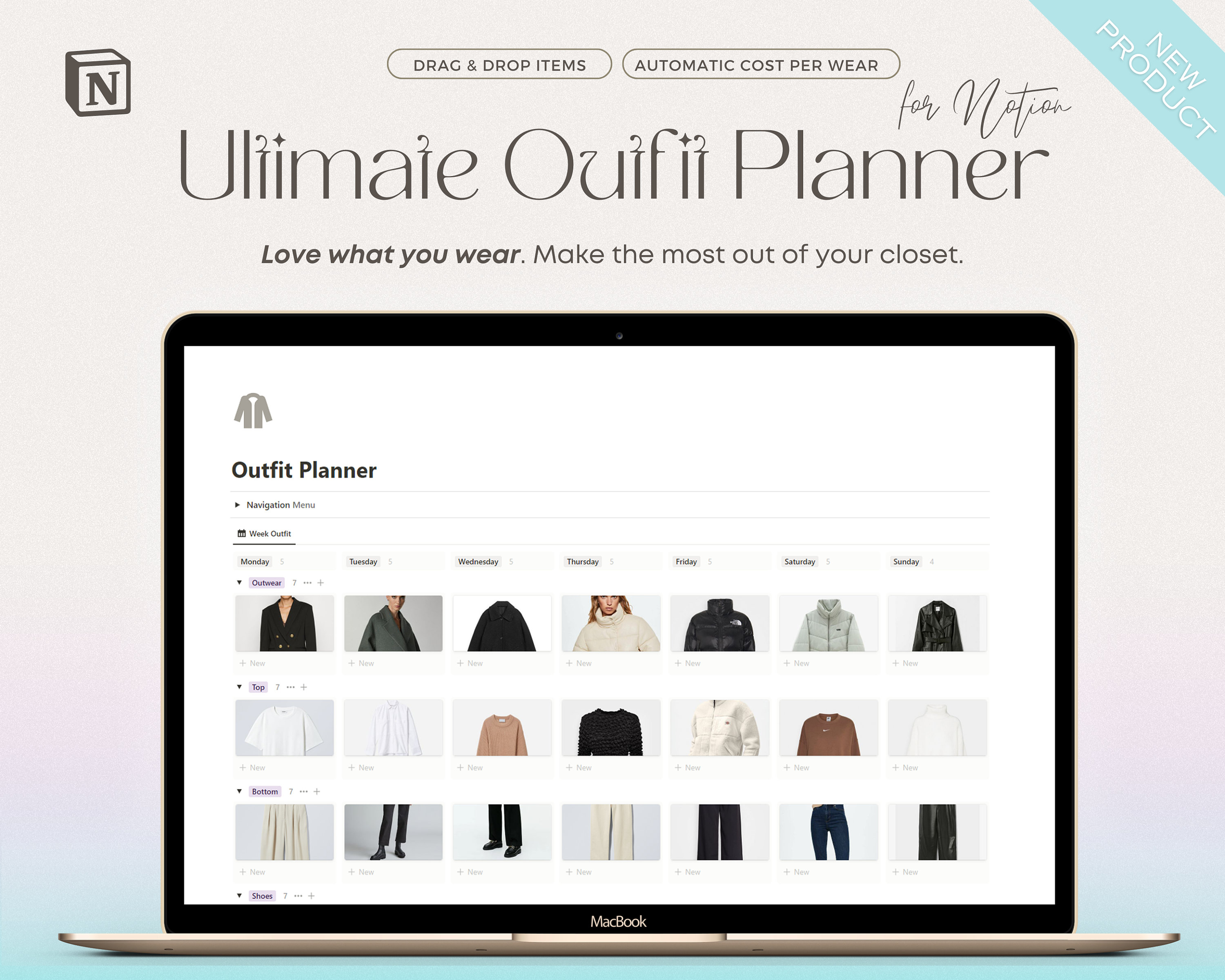 Outfit Planner Notion Template, Notion Wardrobe Manager, Notion Planner ...