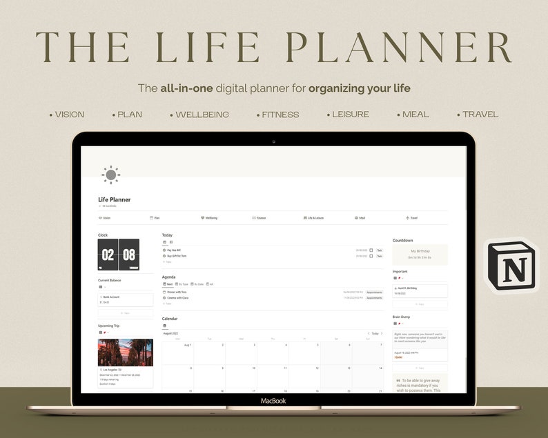 Notion Template Life Planner Notion Dashboard All in One - Etsy