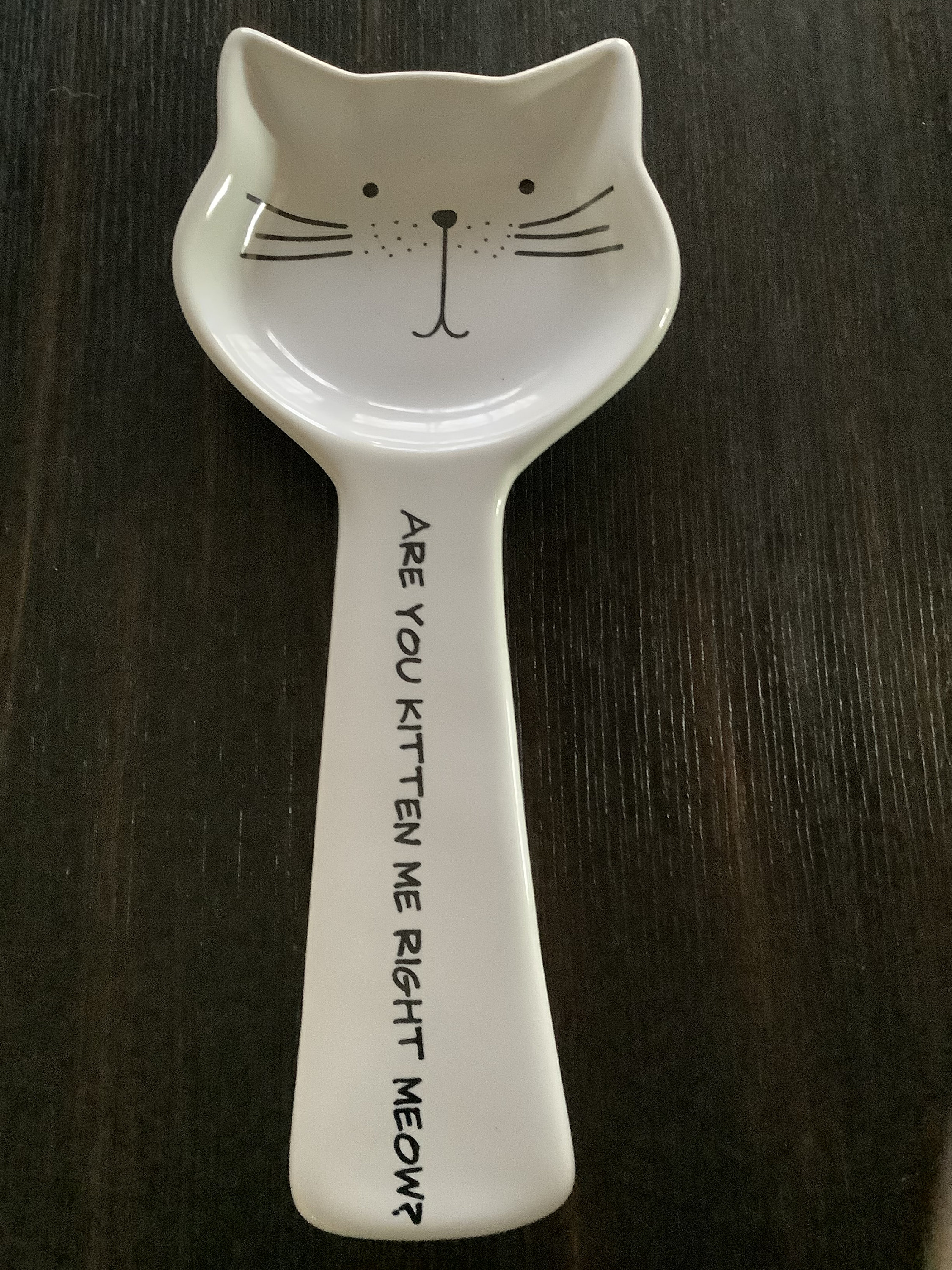 Cat Spoon Rest, White Ceramic Spoon Rest, Cat Tray, Kitchen Spoon Rest ...