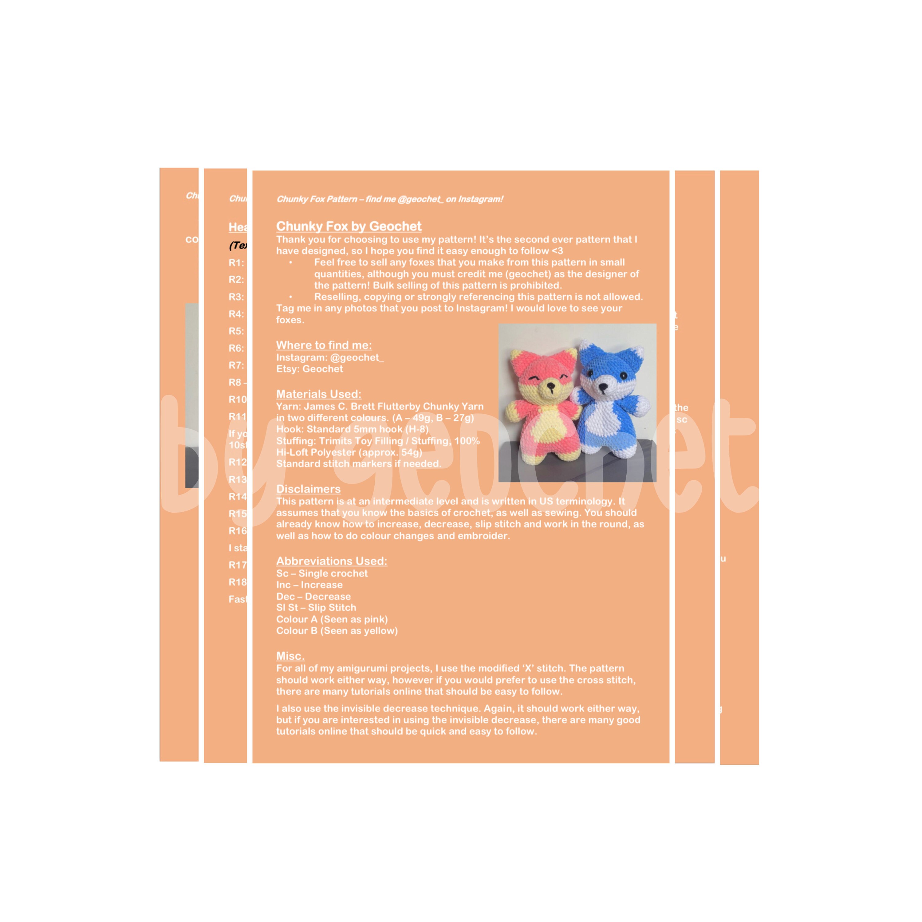 Crochet Fox Pattern / Chunky Fox Pattern / Amigurumi Fox Pattern PDF - Etsy