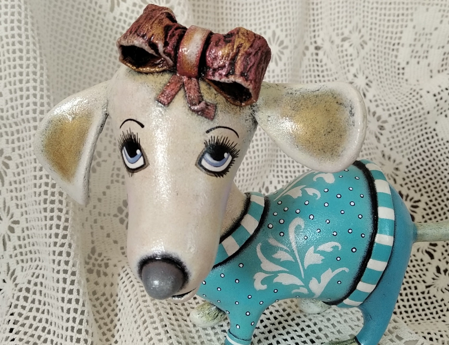 Paper Mache Dog Sculpture Collectible Figurine Dog Interior Decor Dog ...