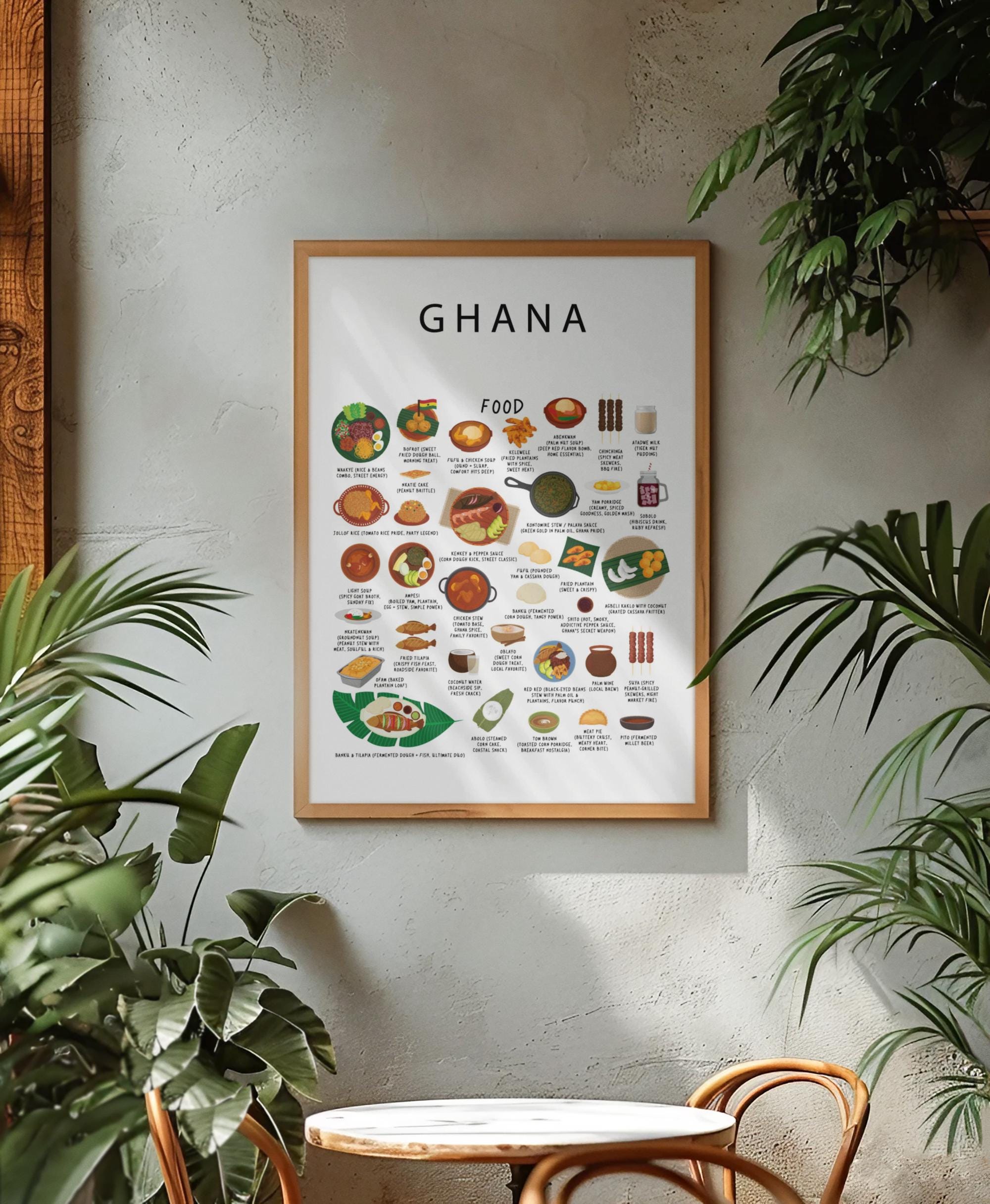 Ghana Food Poster – Ghanaian Street Food Wall Art Print, African ...