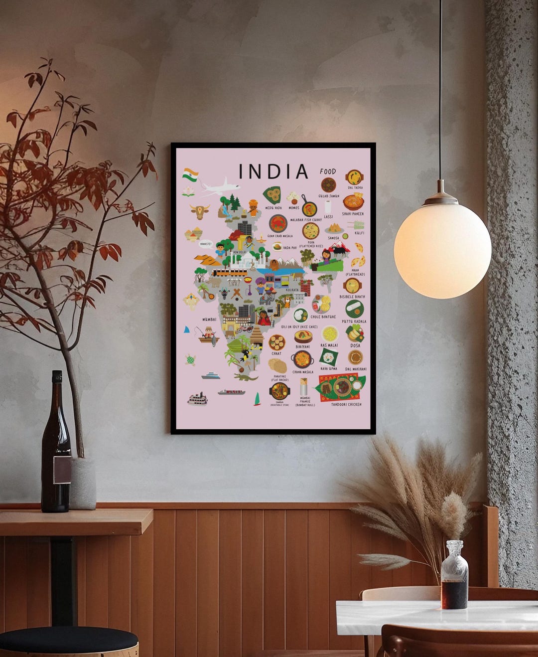 Kids Poster India Pink | Paper | Educational | World Map | Travel ...