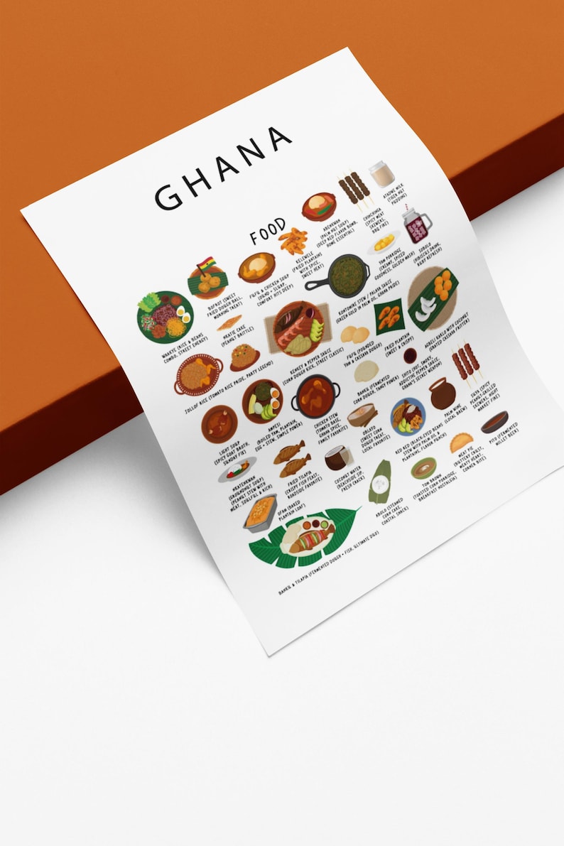 Ghana Food Poster – Ghanaian Street Food Wall Art Print, African ...