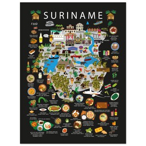 Suriname Kids Poster – Colorful Map With Traditional Surinamese Foods ...
