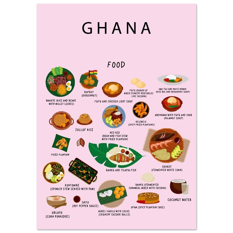 Poster of Ghana Food Pink Wall Decor Africa Cuisine - Etsy Canada