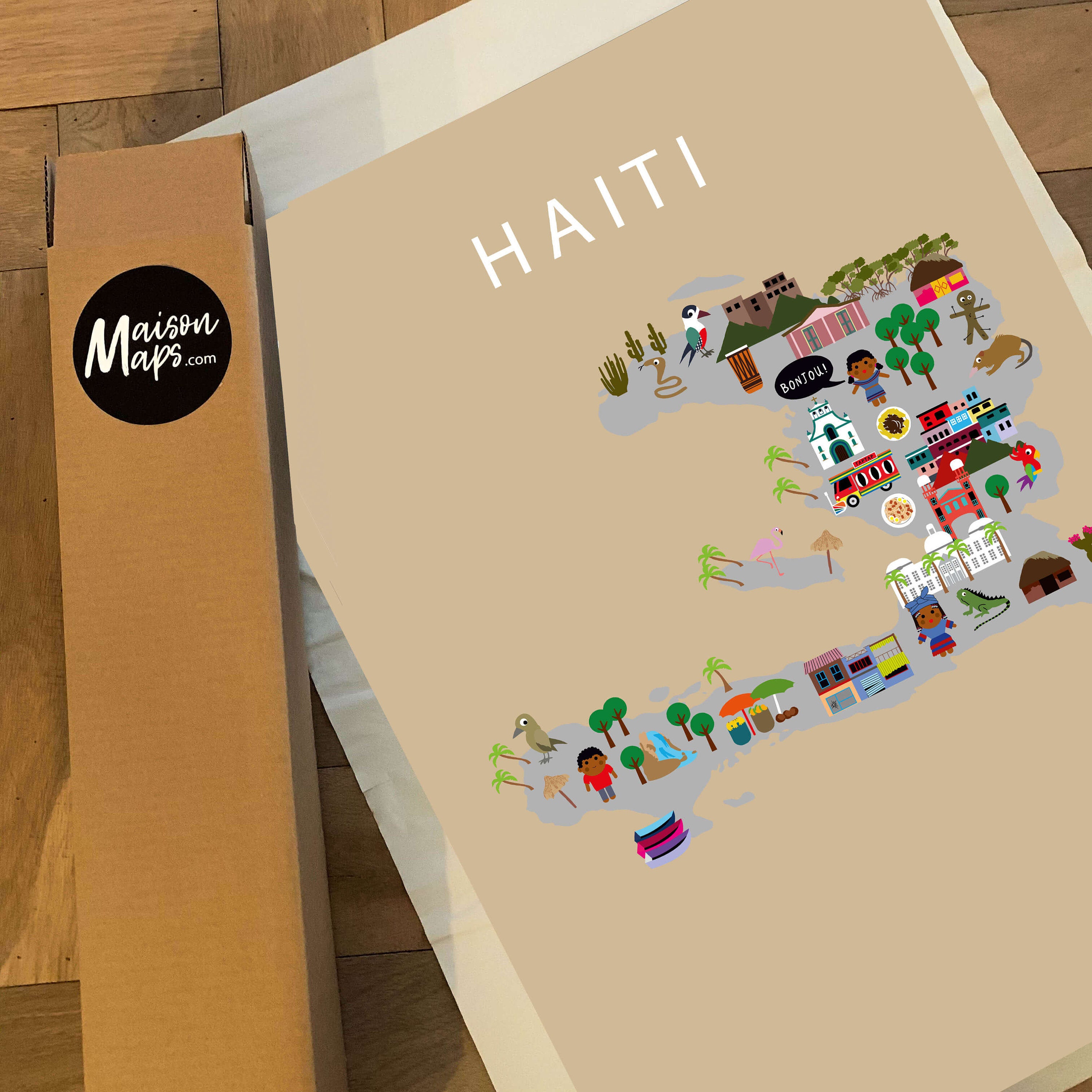 Poster of Haiti Paper Educational 50 X 70 Cm Kids World Map Nursery ...