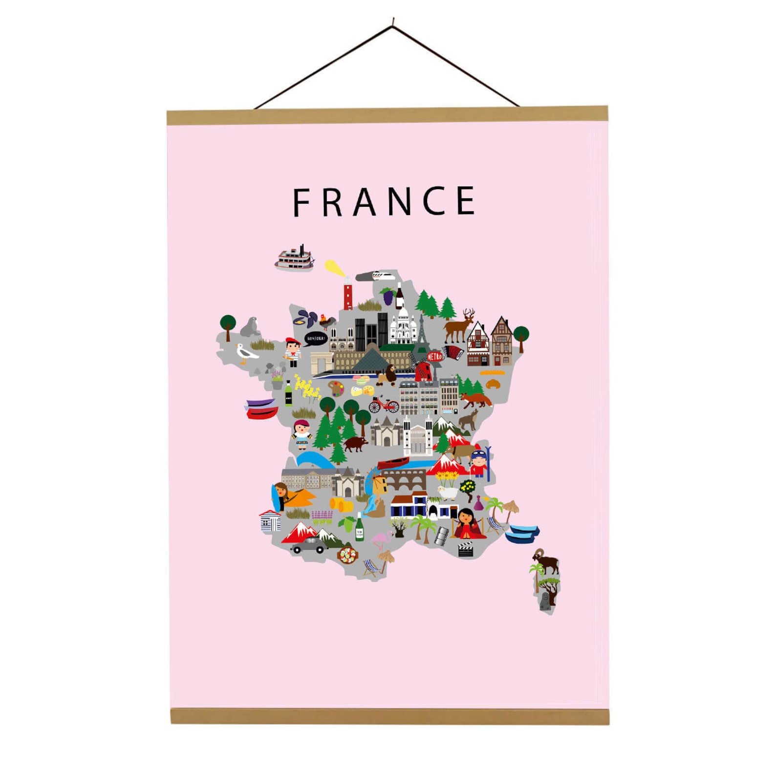 Poster of France Paper Educational 50 X 70 Cm Kids - Etsy