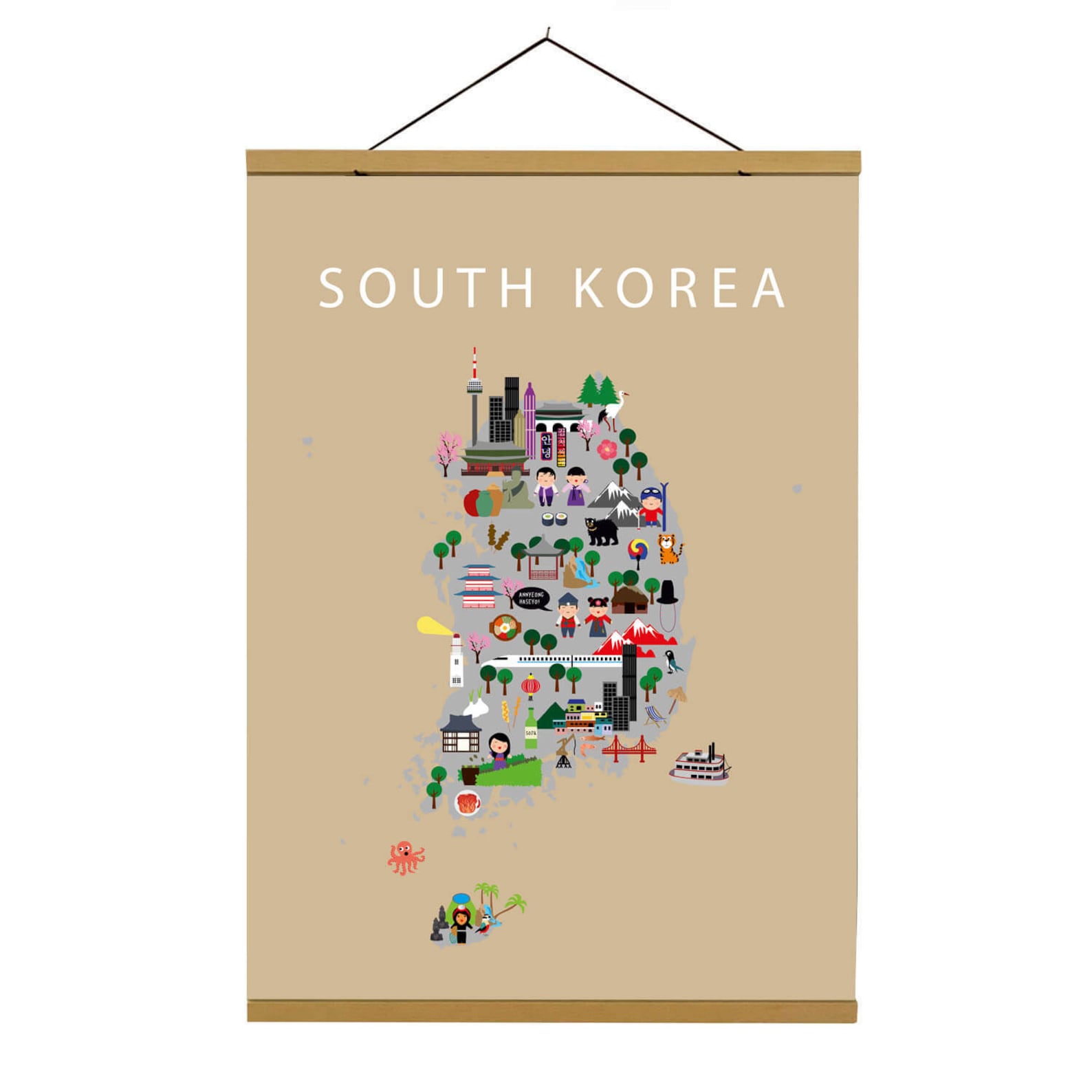 Poster of South Korea Paper Educational 50 X 70 Cm Kids World Map ...