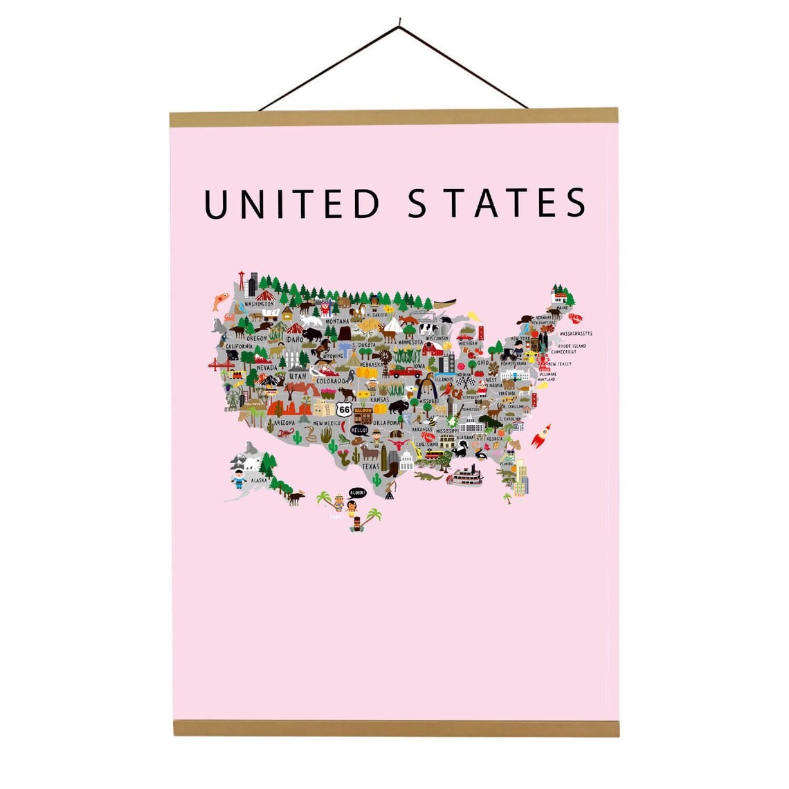 Poster of the United States of America Paper Educational - Etsy