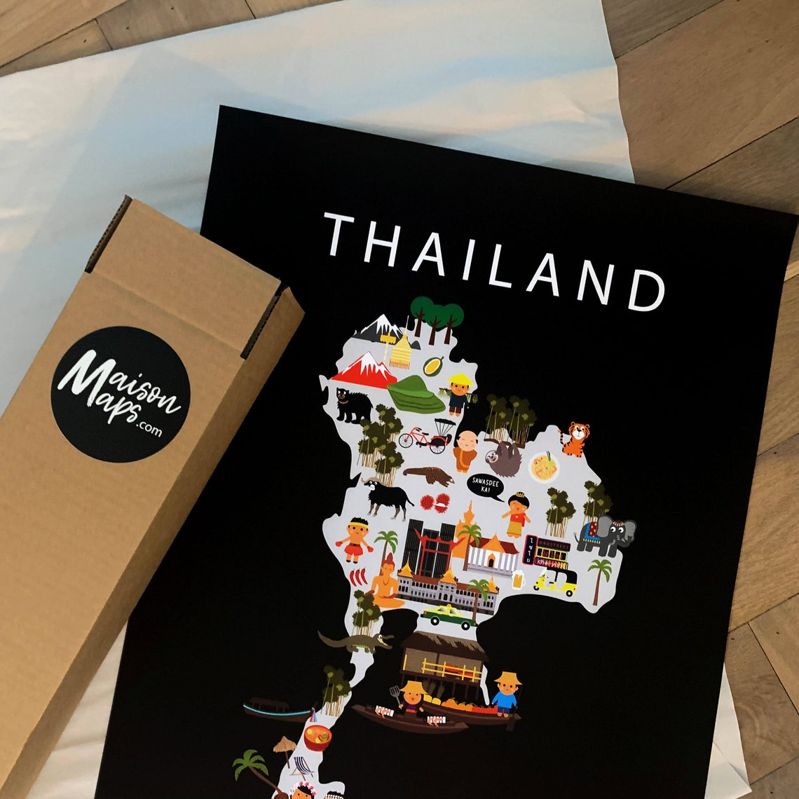 Poster of Thailand Paper Educational 50 X 70 Cm Kids - Etsy