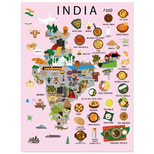 Kids Poster India Pink | Paper | Educational | World Map | Travel ...
