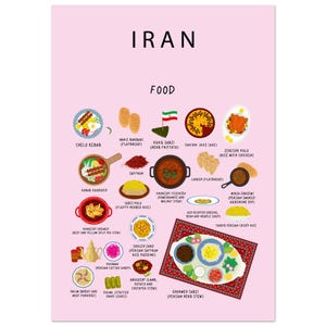 Iranian Food Poster Pink | Persian Cuisine Wall Art | A4-A2 | 50x70 Cm ...