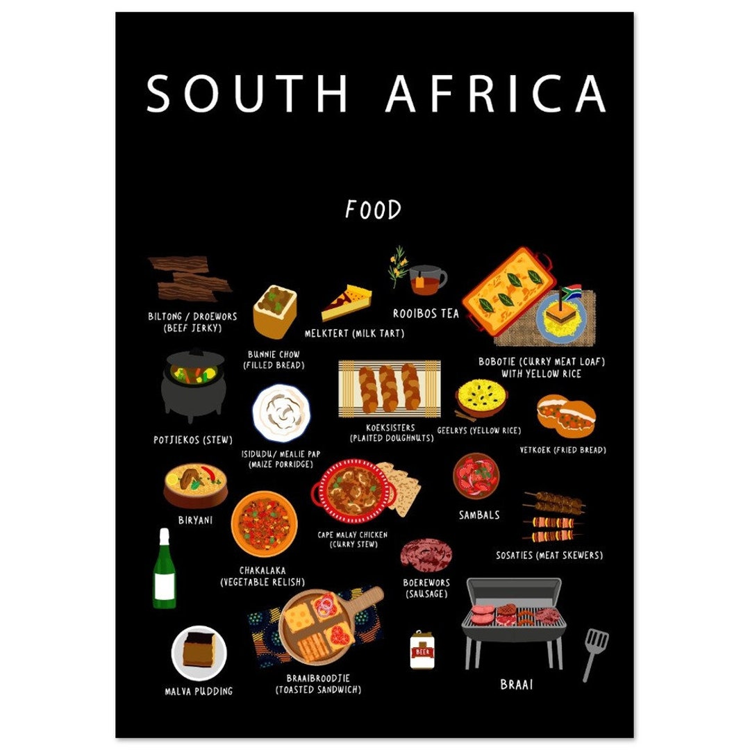 Poster of South African Food Paper 50 X 70 Cm A2 A3 A A4 World Map ...