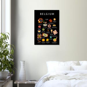 Belgium Food Poster | Authentic Belgian Cuisine Wall Art | Waffles ...