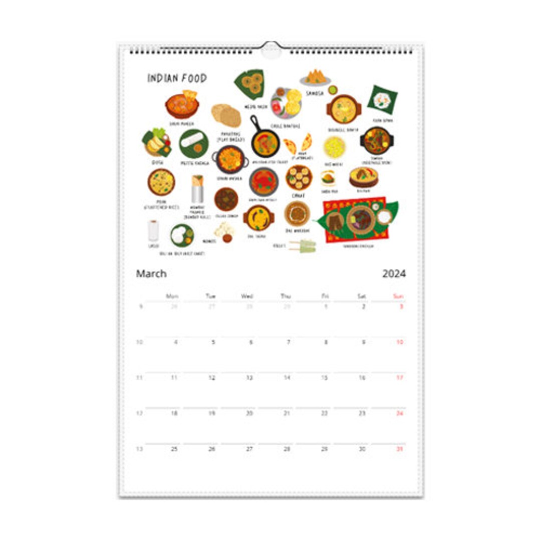 Asian Food Wall Calendar 2024 US & CA Delivery Only - Etsy