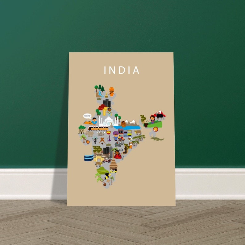 Poster of India Beige Paper Educational 50 X 70 Cm - Etsy