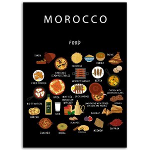 Poster of Moroccan Food Paper Educational 50 X 70 Cm World Map Kitchen ...