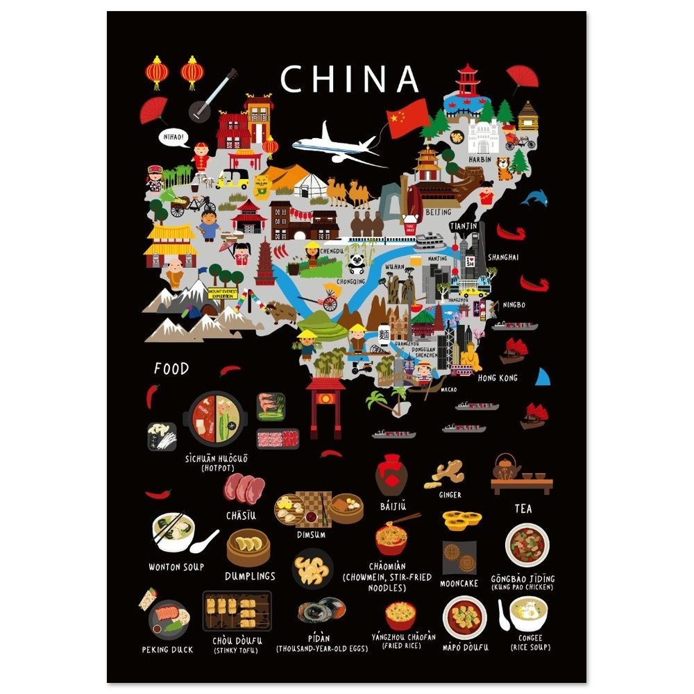 Kids Poster China | Paper | Educational | World Map | Travel | Wall ...
