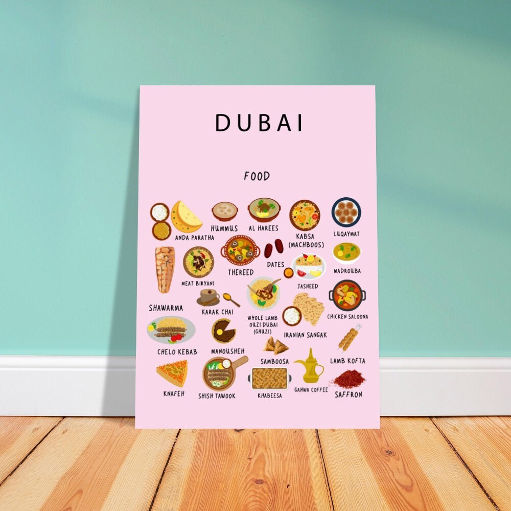 Poster of Dubai Food Pink Paper A2 A3 50 X 70 Cm - Etsy