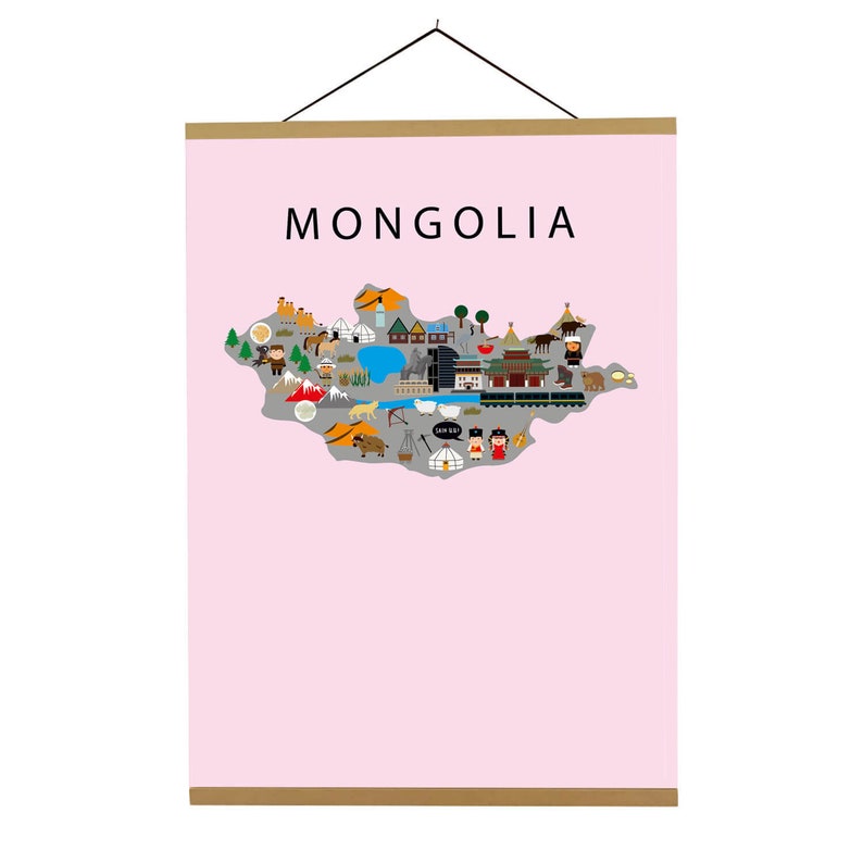 Poster of Mongolia Paper Educational 50 X 70 Cm Kids World Map Nursery ...