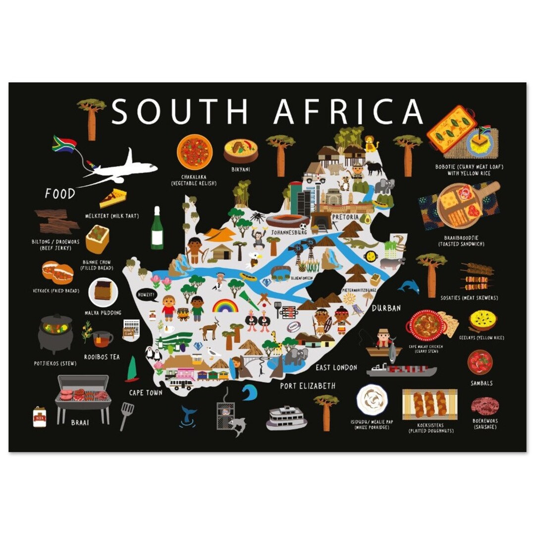 Kids Poster South Africa Paper Educational World Map Travel Wall Decor ...