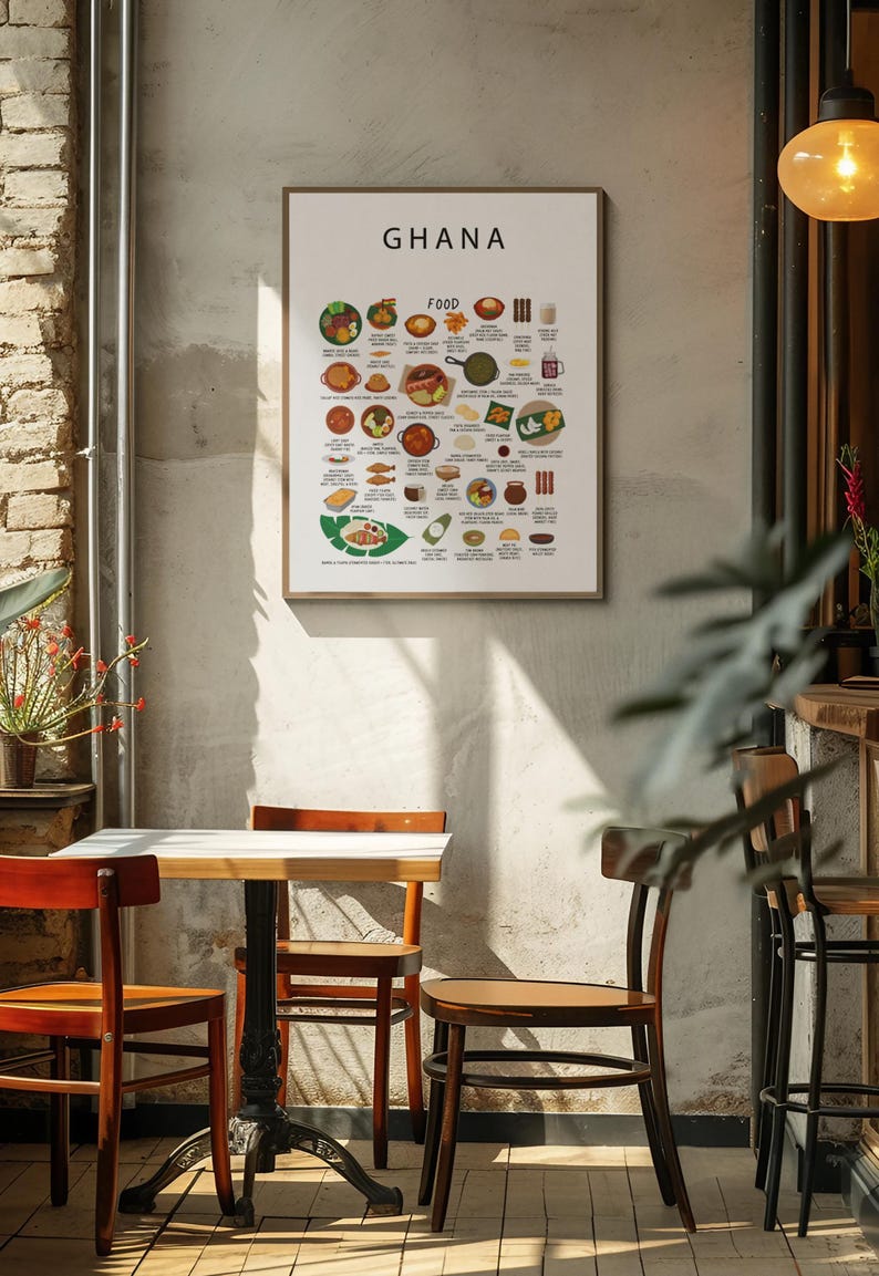 Ghana Food Poster – Ghanaian Street Food Wall Art Print, African ...