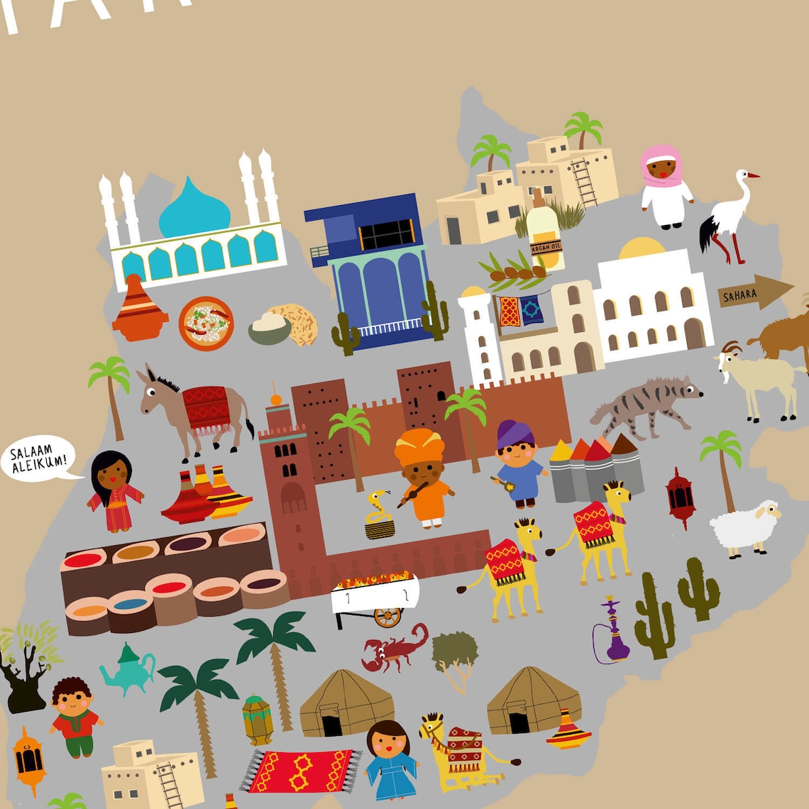 Poster of Marrakech Paper Educational 50 X 70 Cm Kids - Etsy