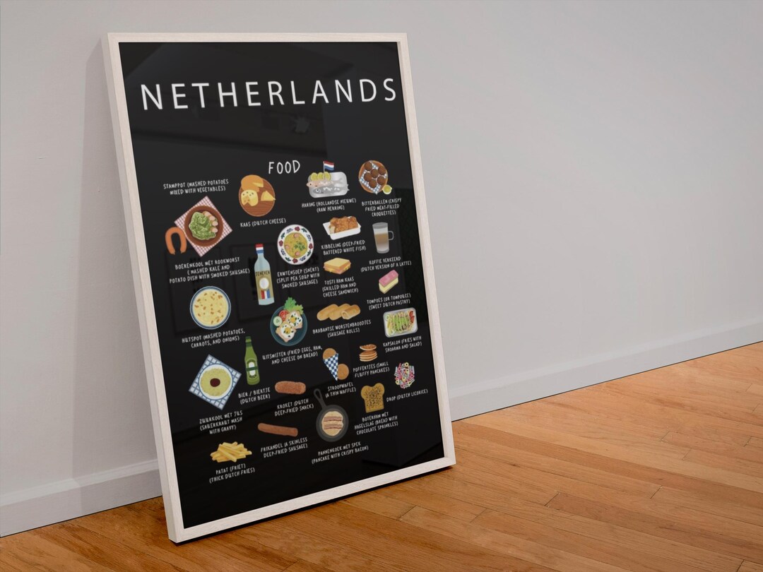 Dutch Food Poster | Kitchen Wall Art | Stroopwafels, Herring ...