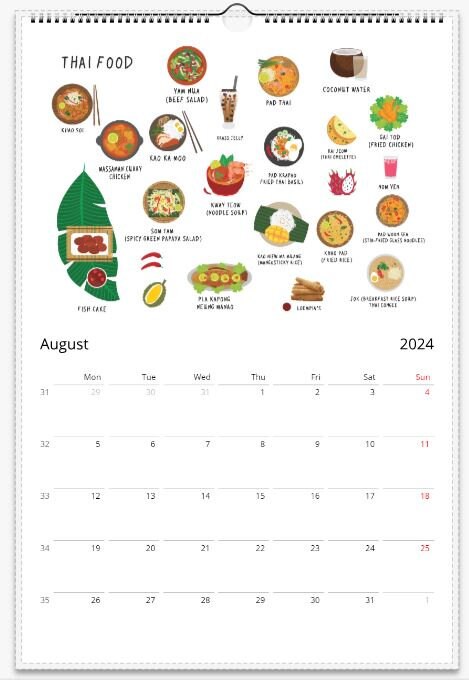 Asian Food Wall Calendar 2024 US & CA Delivery Only - Etsy