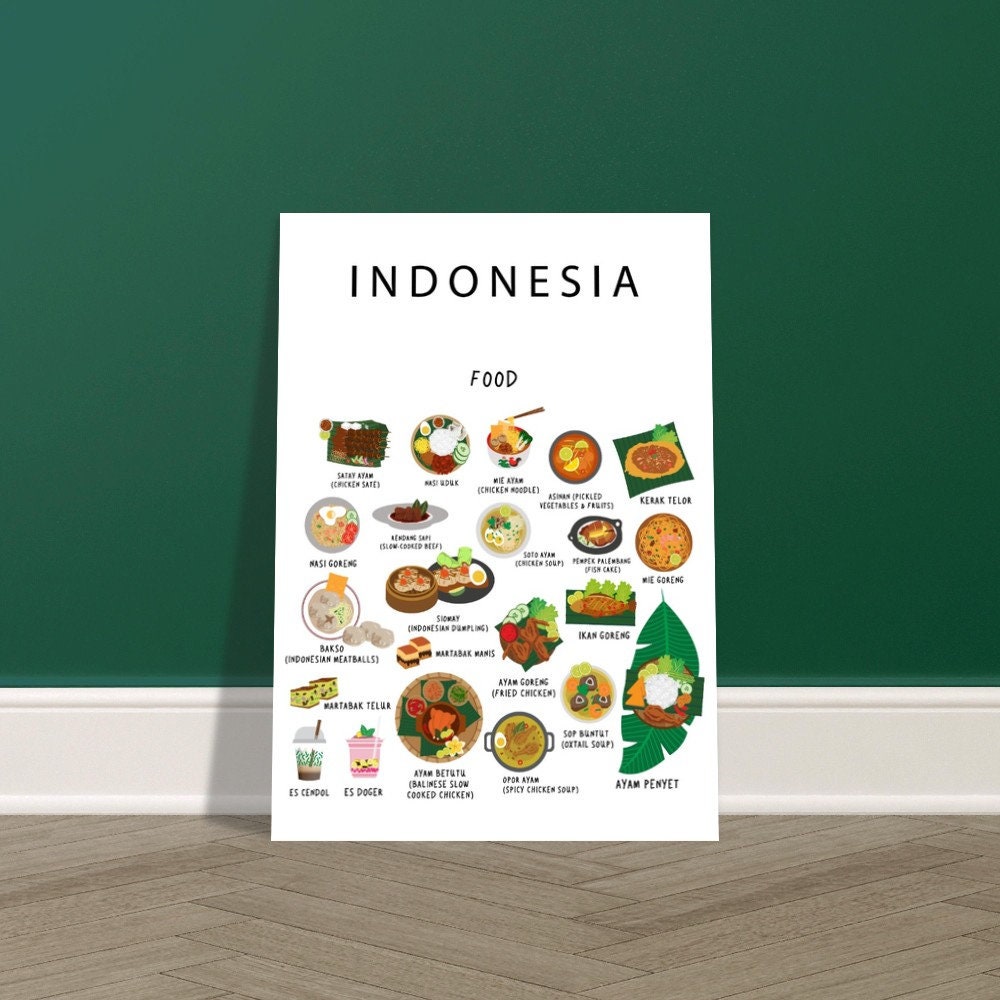 Poster of Indonesian Food White Paper Educational 50 X 70 Cm World Map ...
