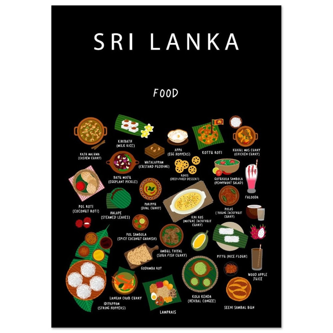 Poster of Sri Lanka Food Paper A2 A3 A4 50 X 70 Cm Wall Decor Kitchen ...