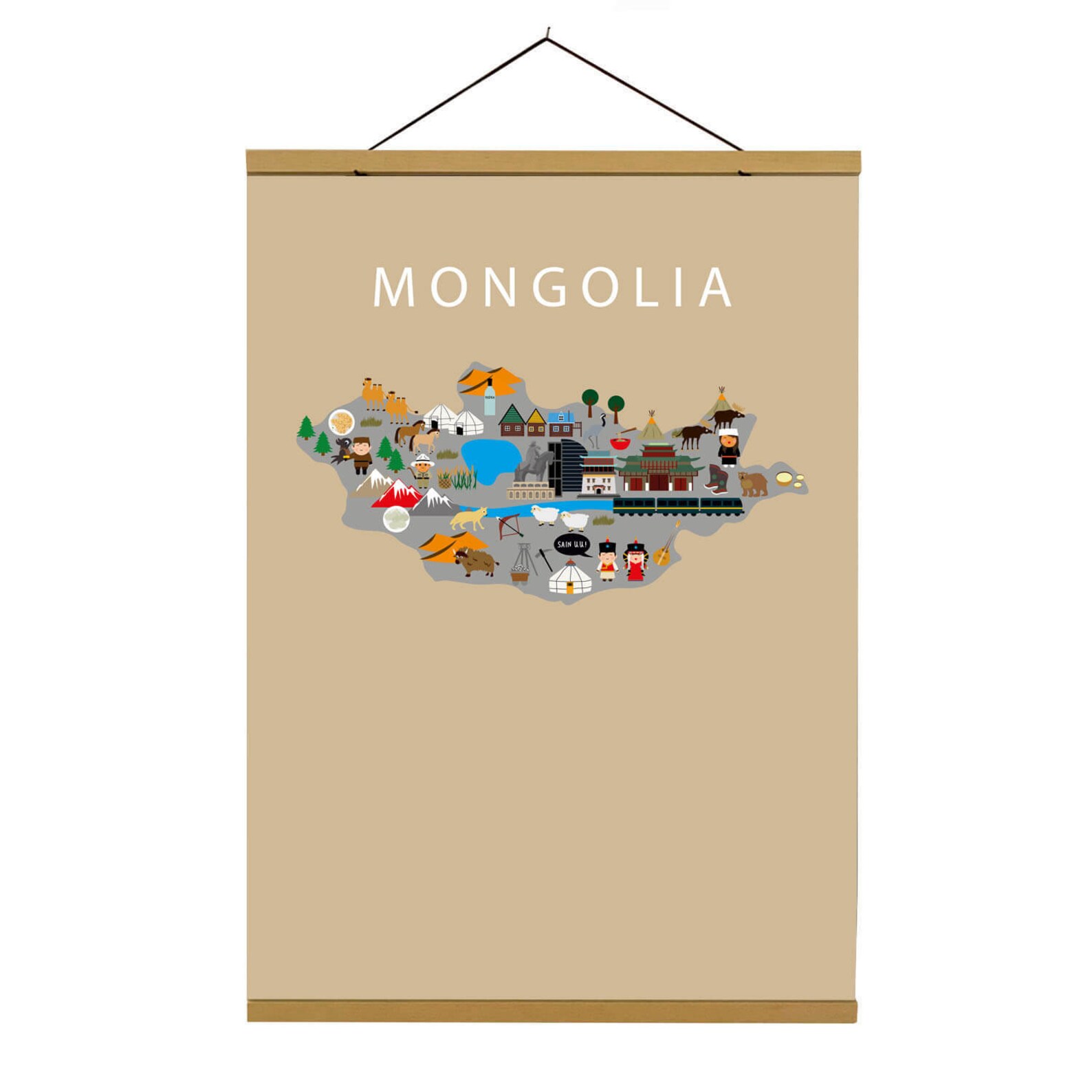 Poster of Mongolia Paper Educational 50 X 70 Cm Kids World Map Nursery ...