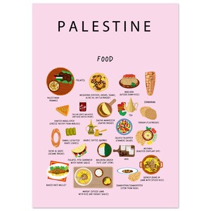 Palestinian Food Poster Pink | Kitchen Wall Art | Maqluba, Musakhan ...