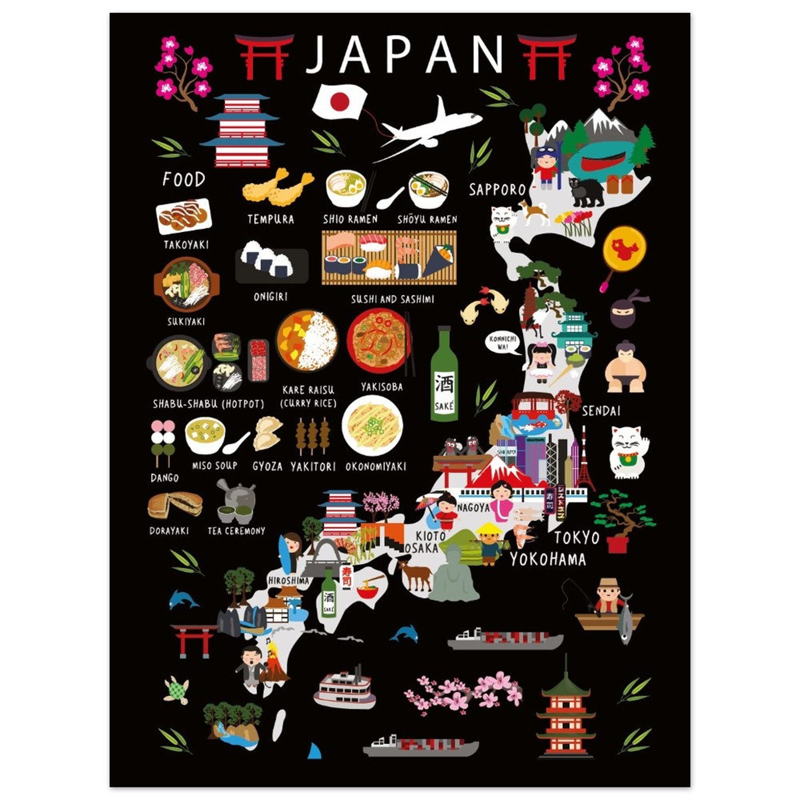 Kids Poster Japan| Paper | Educational | World Map | Travel | Wall ...