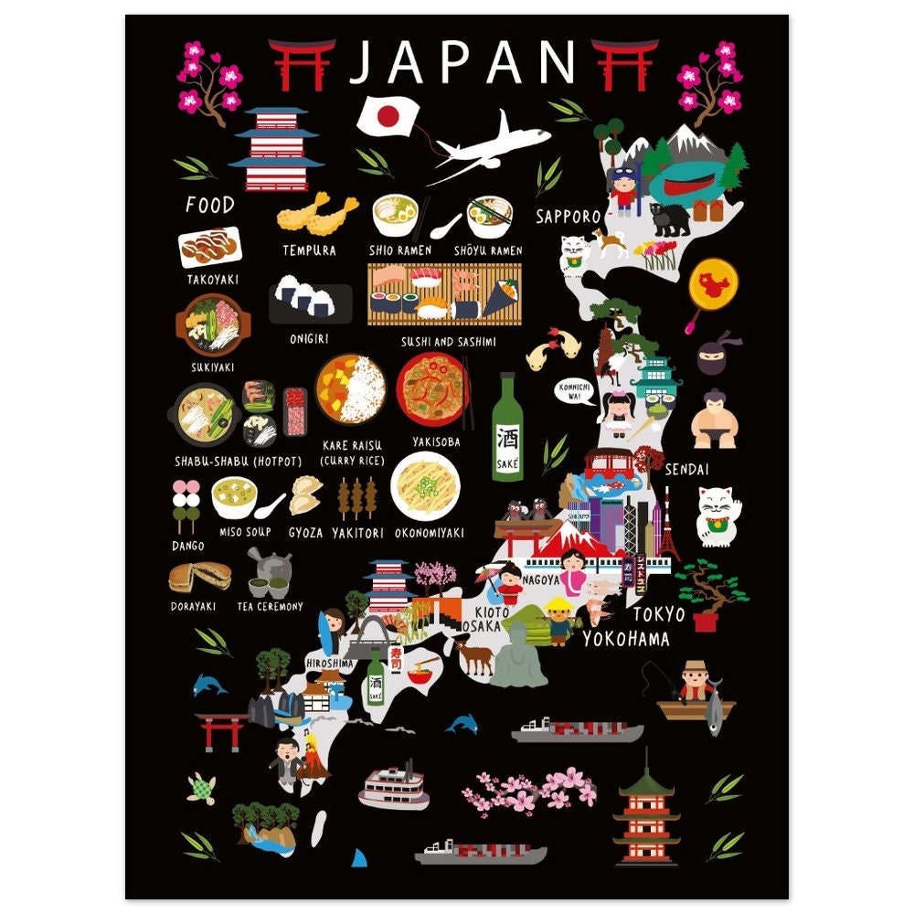 Kids Poster Japan| Paper | Educational | World Map | Travel | Wall ...