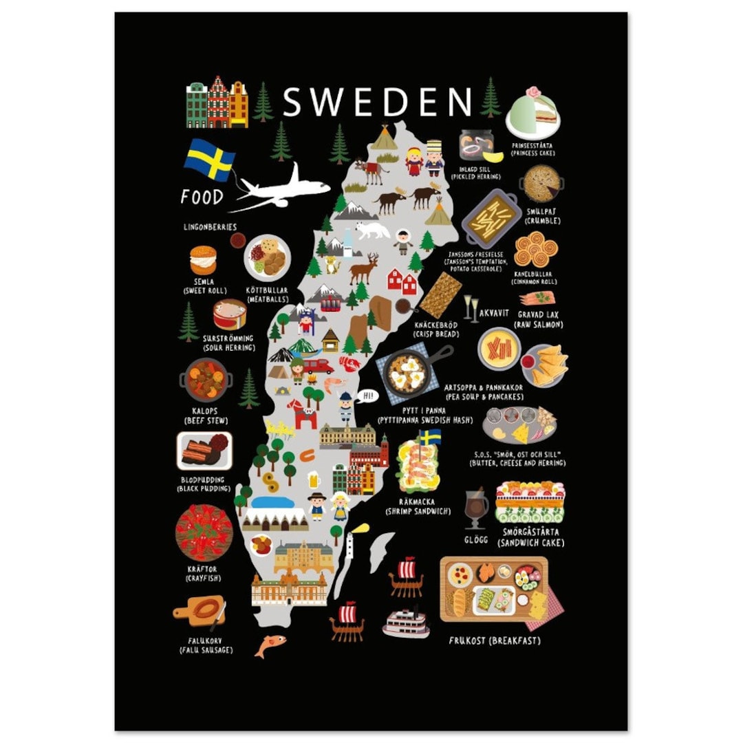 Kids Poster Sweden | Paper | A2 | A3 | 50 X 70 Cm | Travel | Wall Decor ...