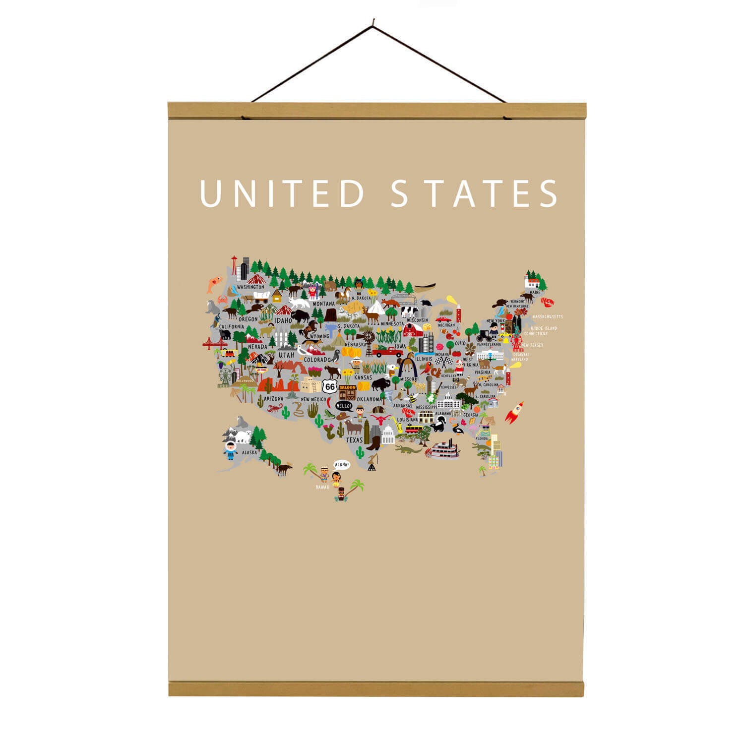 Poster of the United States of America Paper Educational 50 X 70 Cm ...